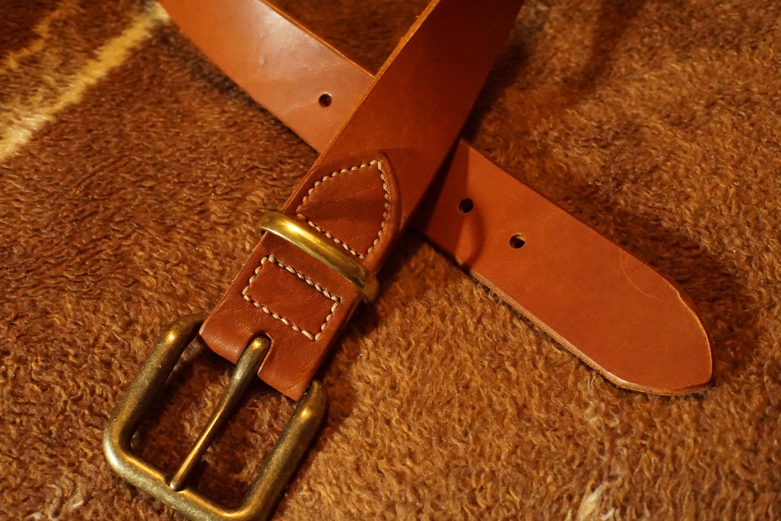 Cinturón de cuero hecho a mano con hebilla de latón y lazo | Etsy