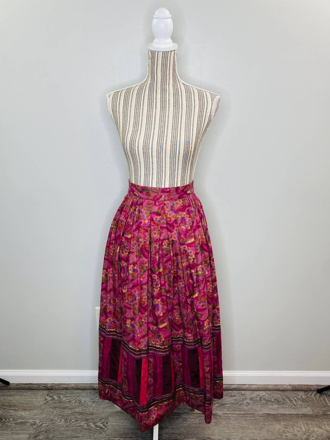 Vintage Suttles & Seawinds Paisley A-line Pleated Ribbon Skirt Women ...