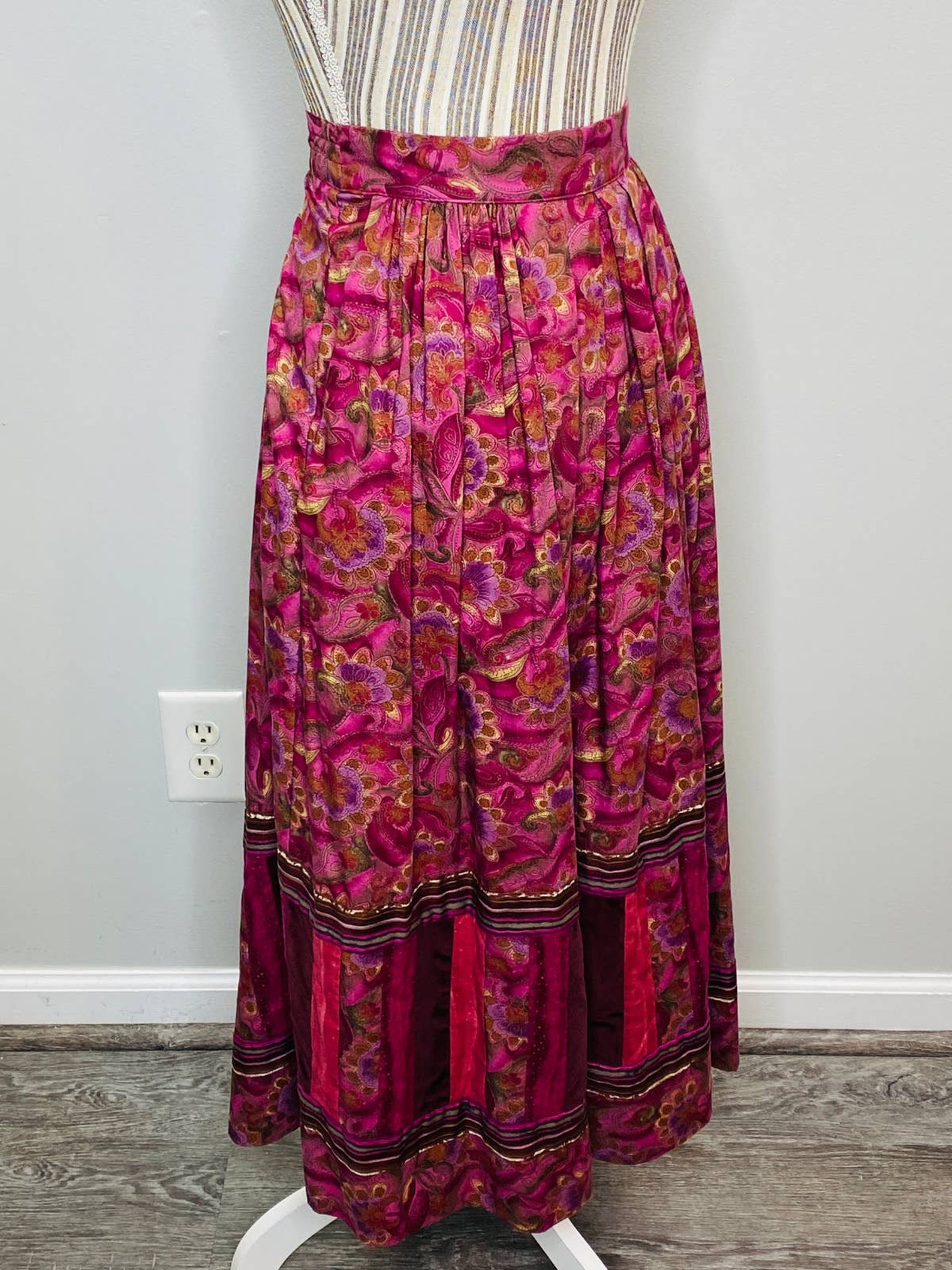 Vintage Suttles & Seawinds Paisley A-line Pleated Ribbon Skirt Women ...