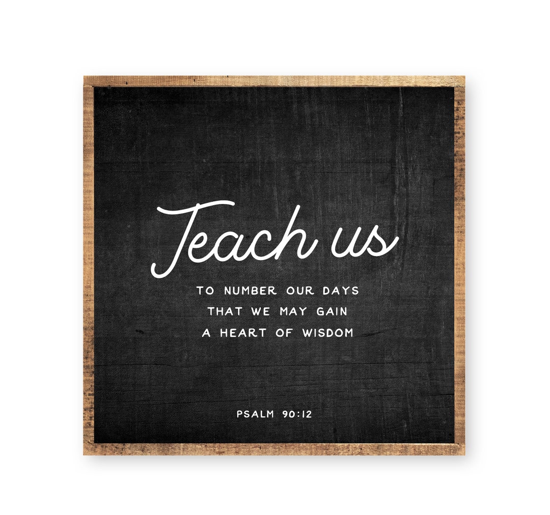 Handmade 19" Square Scripture Wall Art Wood Sign // Teach Us to Number ...