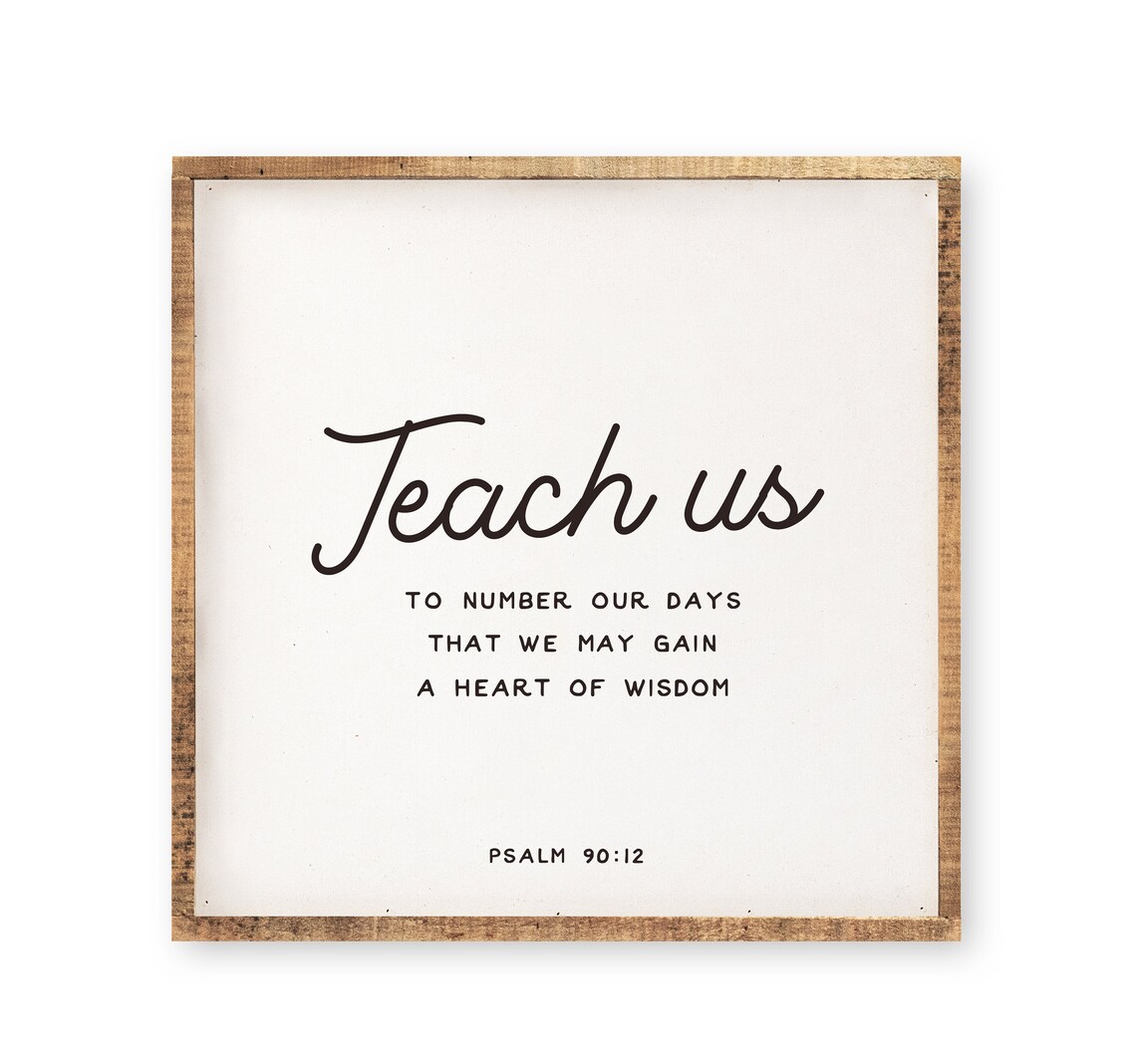 Handmade 19" Square Scripture Wall Art Wood Sign // Teach Us to Number ...