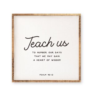Handmade 19" Square Scripture Wall Art Wood Sign // Teach Us to Number ...