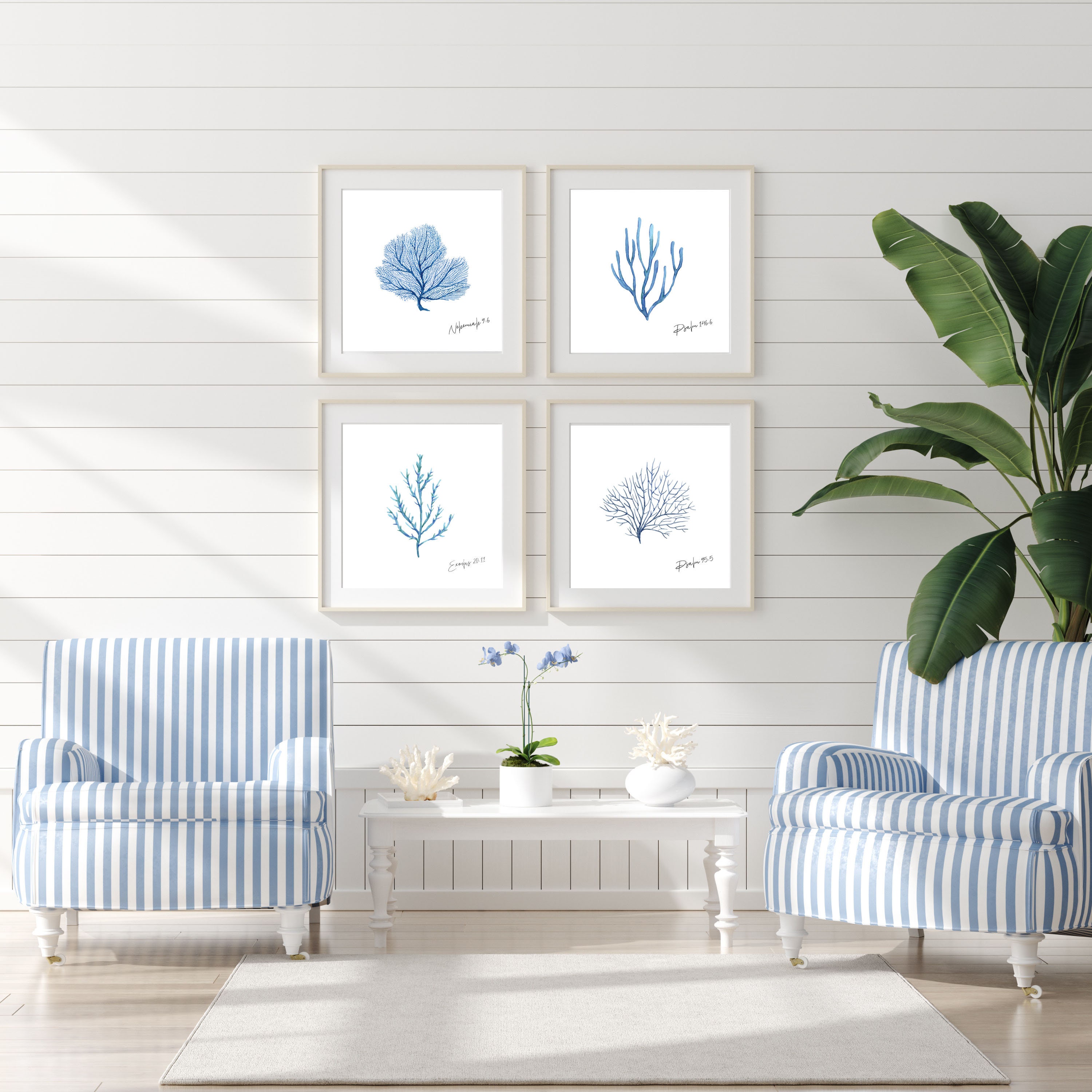 Blue Coral Beach House Nautical | Minimalist Christian Home Decor With ...