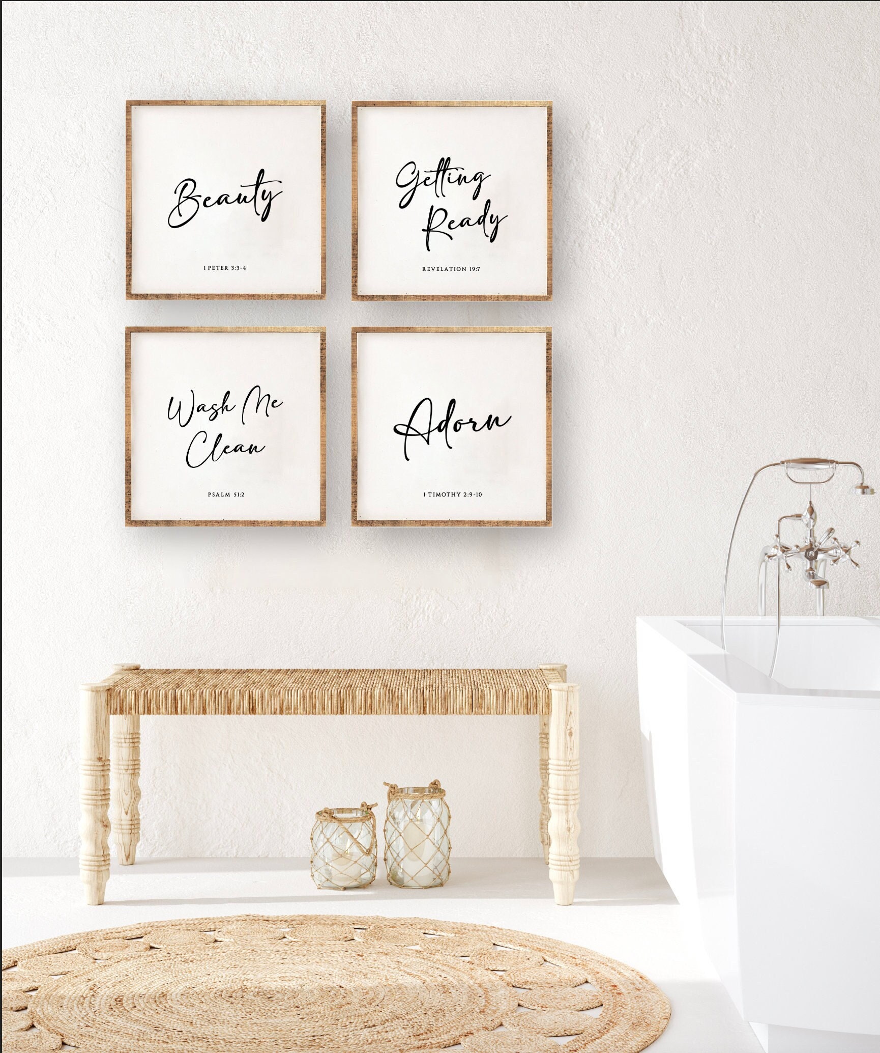 Bathroom Signs Bible Verse Wood Framed Getting Ready - Etsy