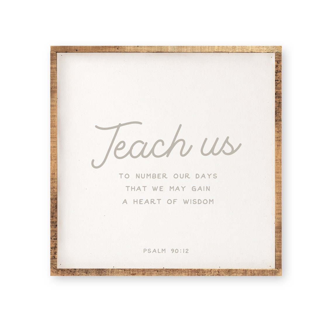 Handmade 19" Square Scripture Wall Art Wood Sign // Teach Us to Number ...