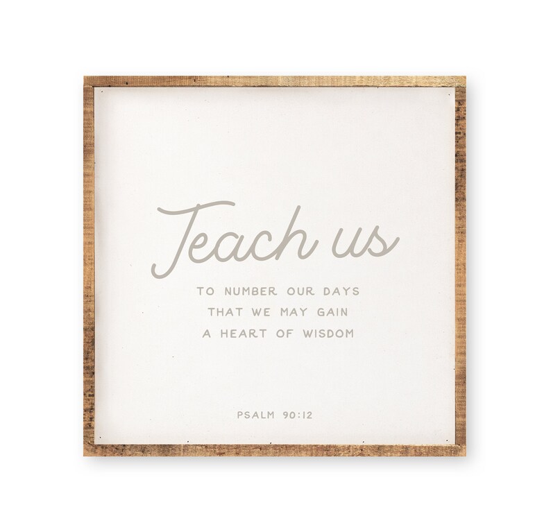 Handmade 19" Square Scripture Wall Art Wood Sign // Teach Us to Number ...