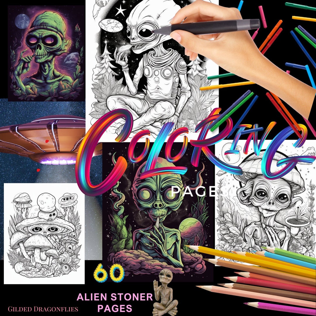 Alien Stoner Coloring Book, PLUS FREE GIFT, Digital Pages, Mediation ...