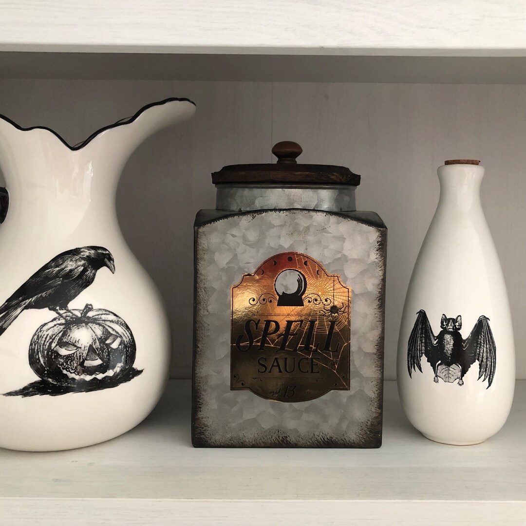 Spell Sauce Galvanized Metal Container - Horror Gothic Spooky Home ...