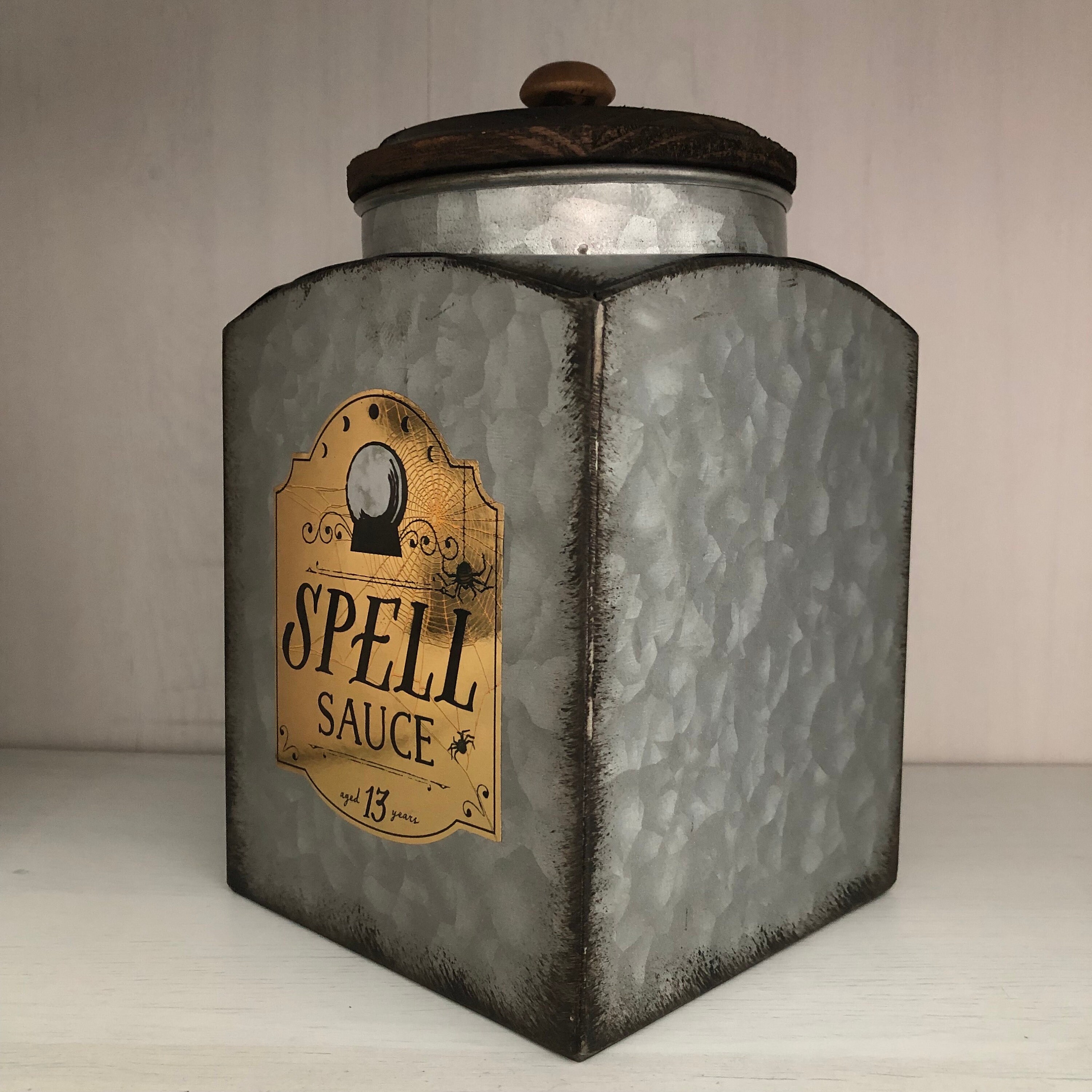 Spell Sauce Galvanized Metal Container - Horror Gothic Spooky Home ...