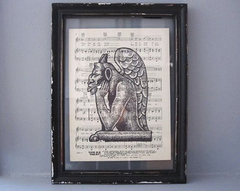 Armless Skeleton Woman Art Print on Vintage Music Sheet Human Anatomy ...