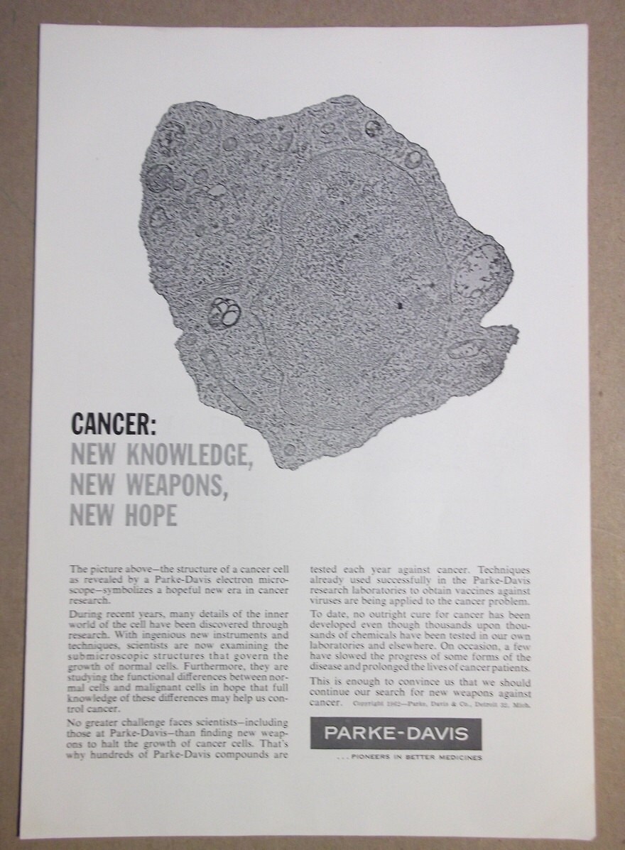 Vintage Ad 1962. Cancer Research. Parke-davis Research Laboratories ...
