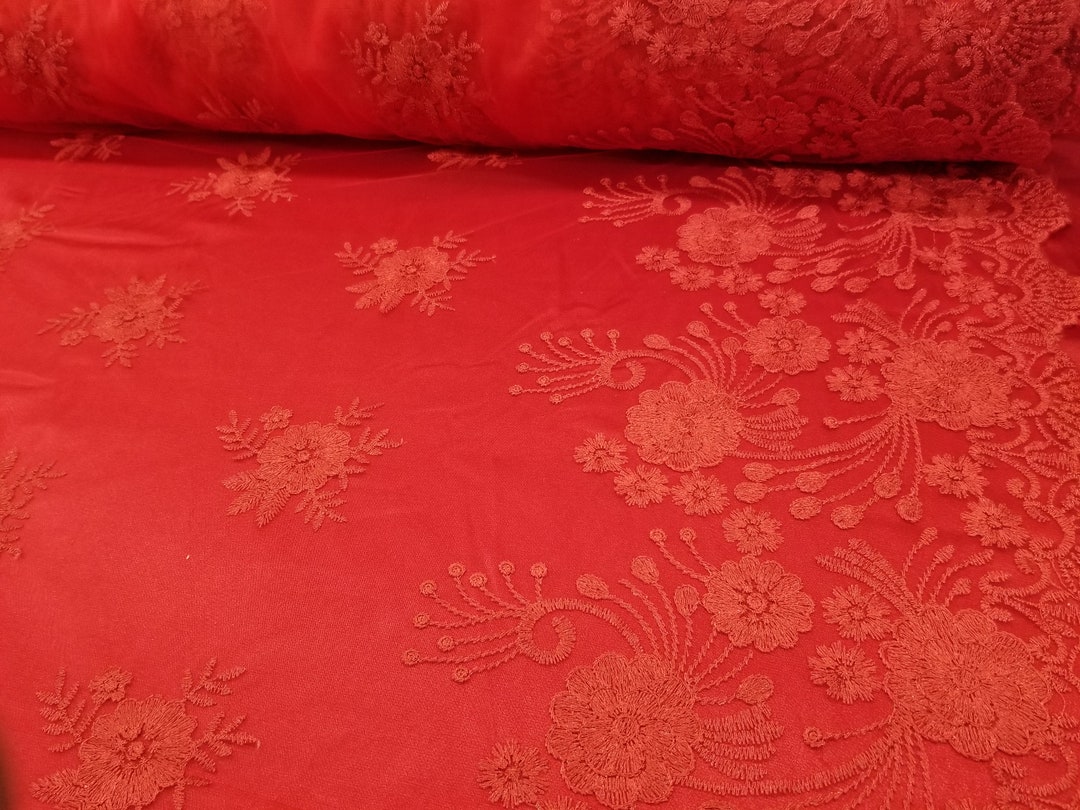Fashion Dress Red Fabric Wedding Prom Dress Decoration Lace Mesh Sold ...