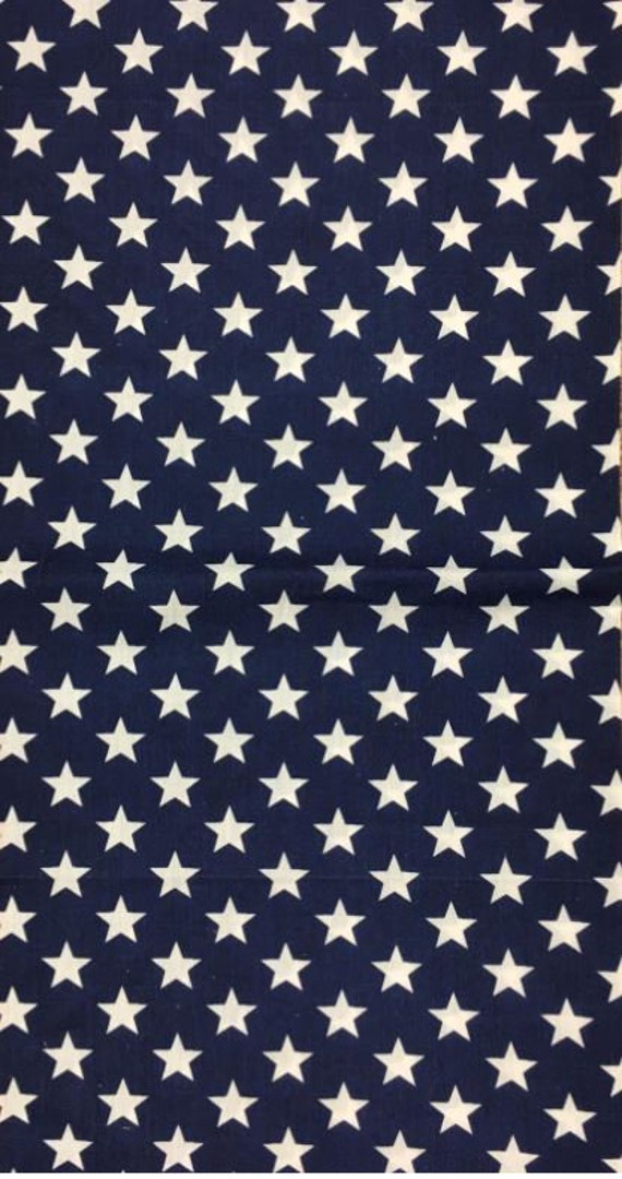Star Print Poly Cotton Fabric Navy Blue by the Yard - Etsy