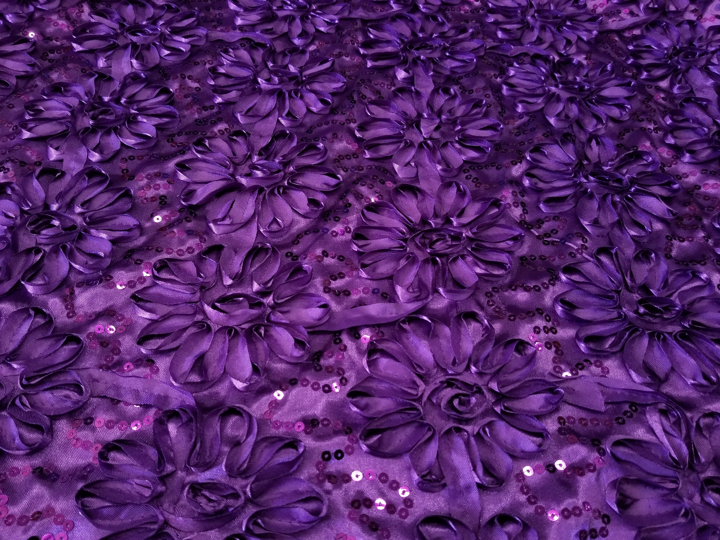 Gorgeous Purple Floral Poly Satin Rosette With Sequins Fabric - Etsy