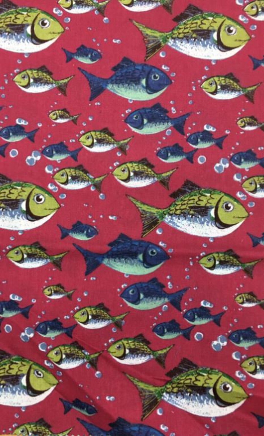 Fish Print Poly Cotton Fabric Burgundy by the Yard - Etsy