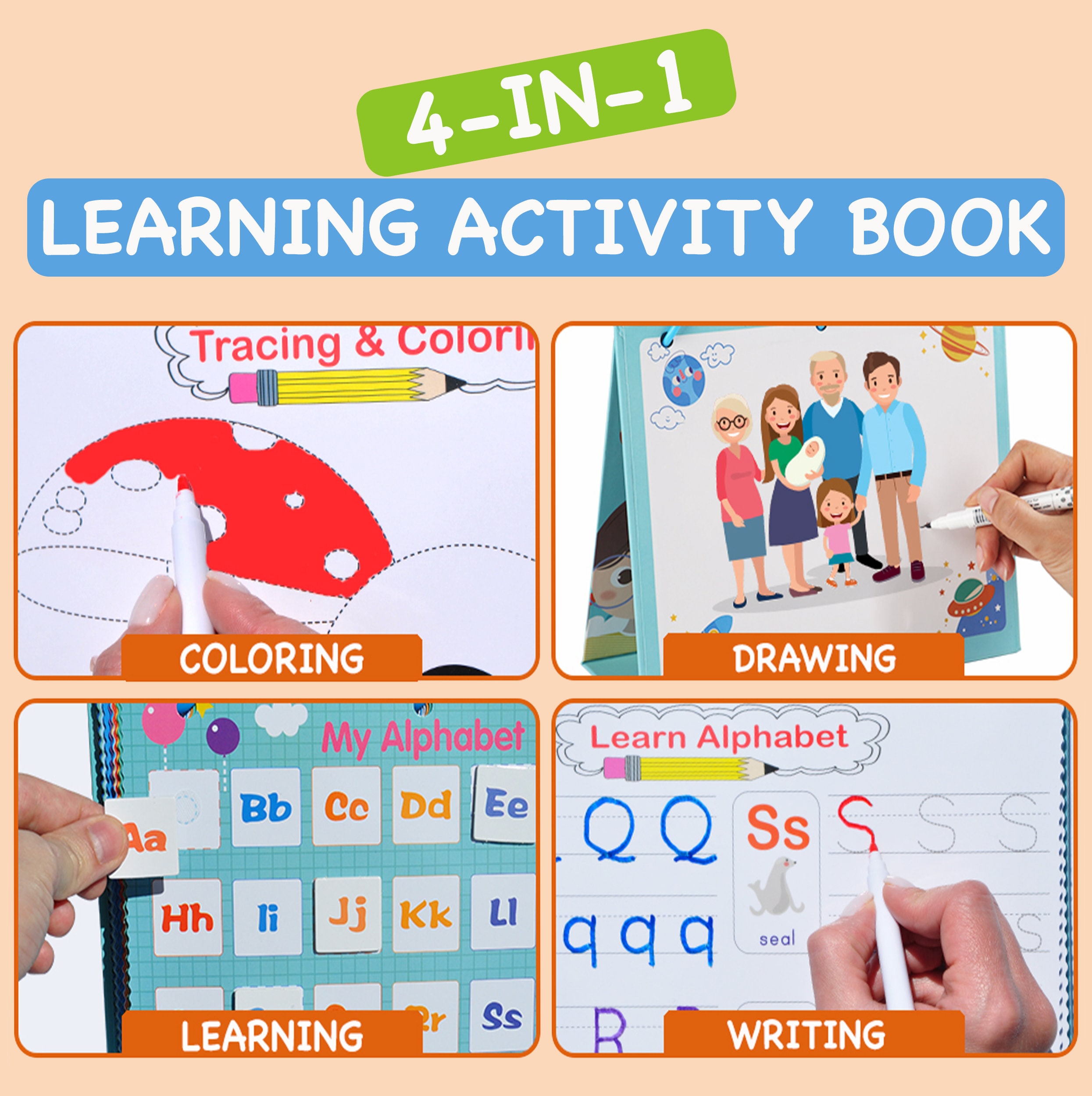 Montessori Toddler Busy Book, Preschool Learning Binder, Activity Book ...