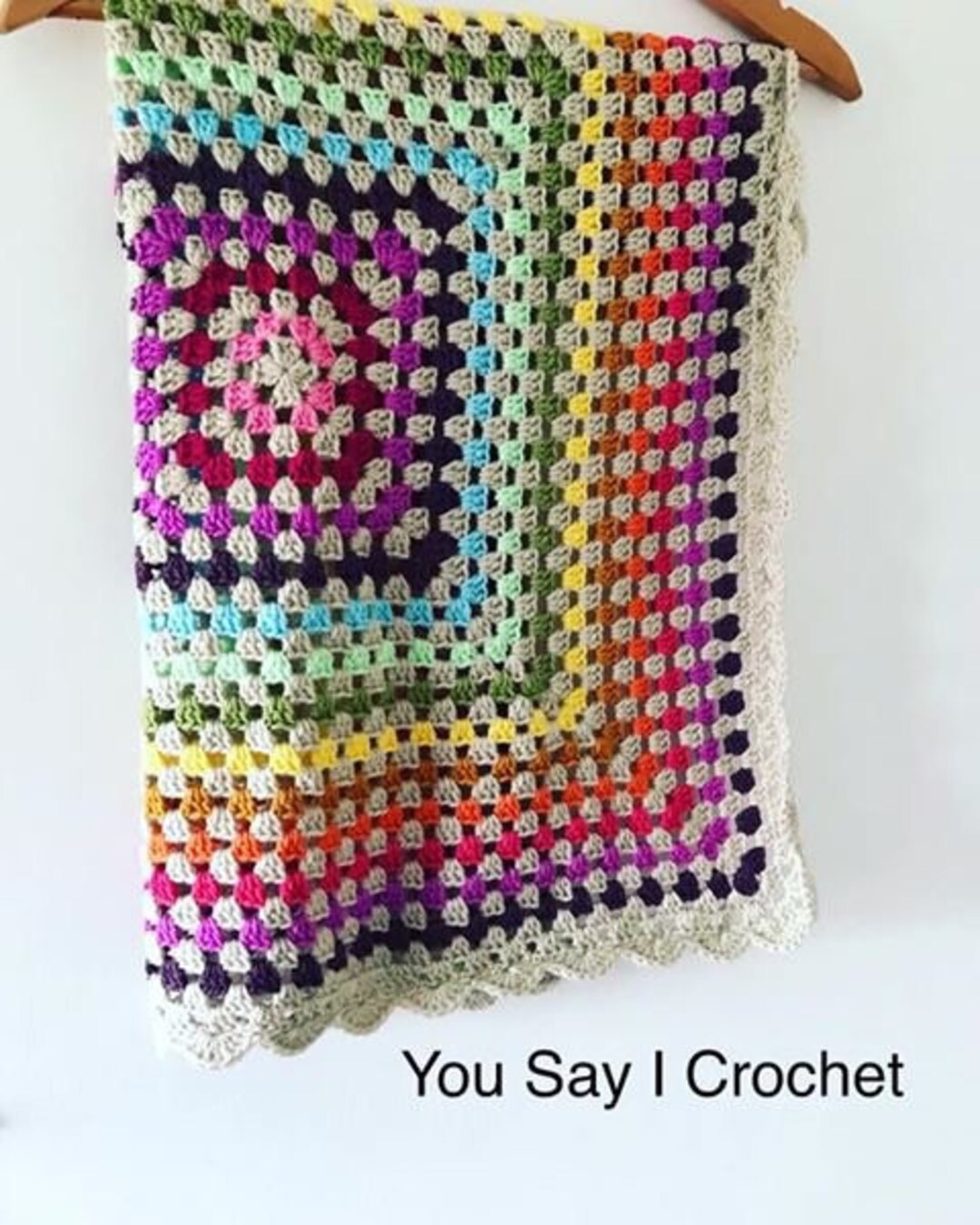 CROCHET PATTERN for Granny Square Crochet Blanket With Shell Border - Etsy