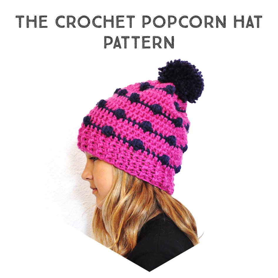 Crochet Pattern Popcorn Slouchy Beanie Hat, Step by Step Phototutorial ...