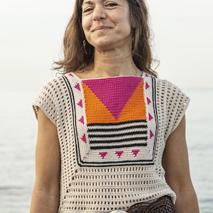 Coco Boxy Top Crochet Pattern, Tapestry, All Sizes, Intarsia, PDF ...