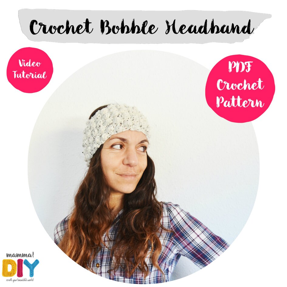 Bobble Headband Crochet Pattern, Ear Warmer, Turban, Easy Video ...