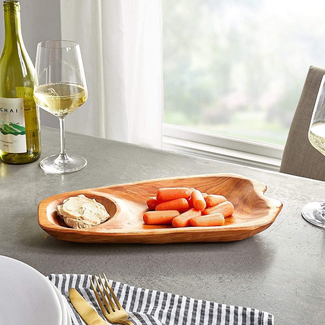 14 Long X 7 Hand Carved Reclaimed Root Wood Chip and Dip Platter - Etsy