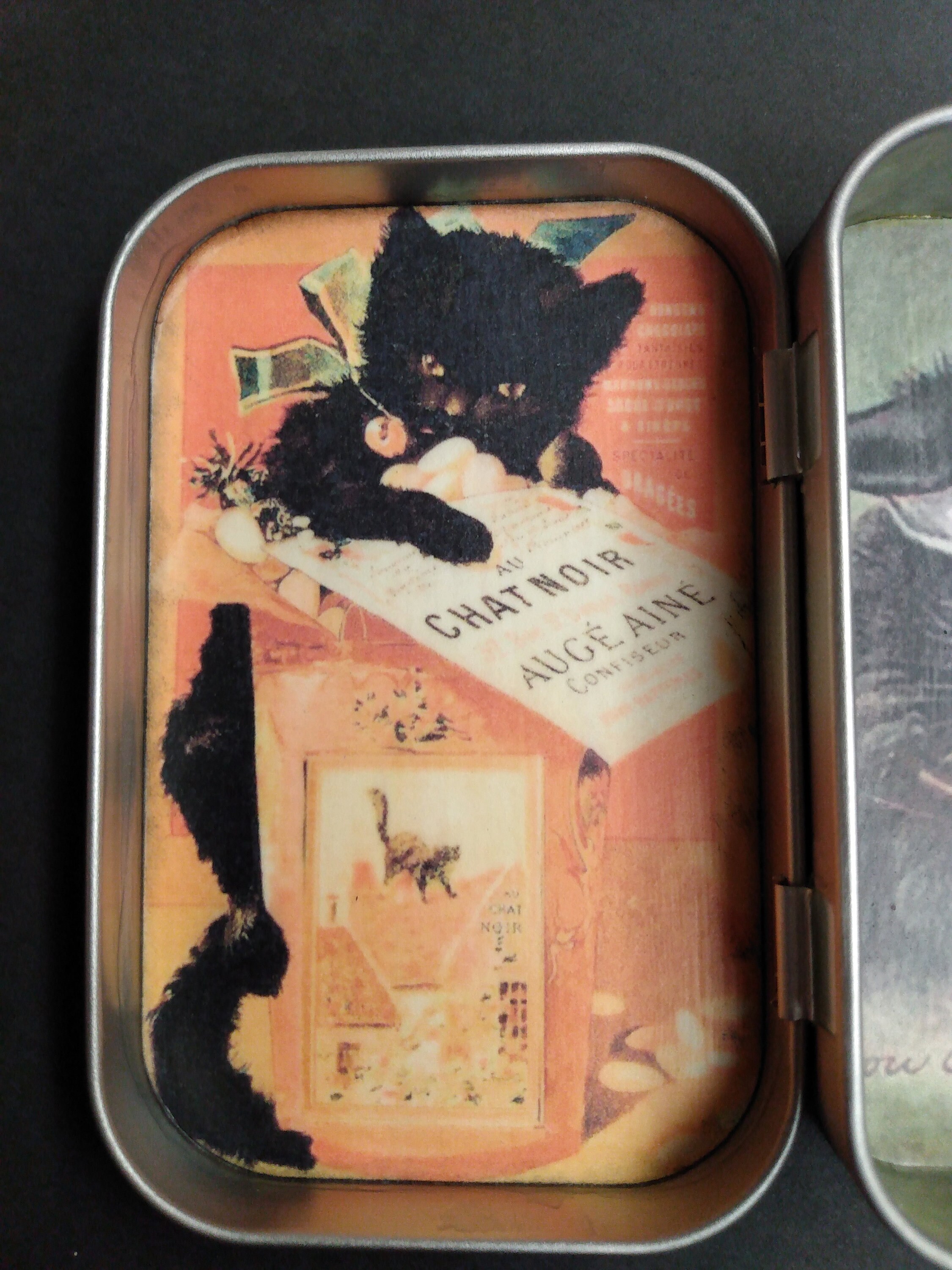 Vintage Black Cat Advertisement Altered Tin #1 - Etsy