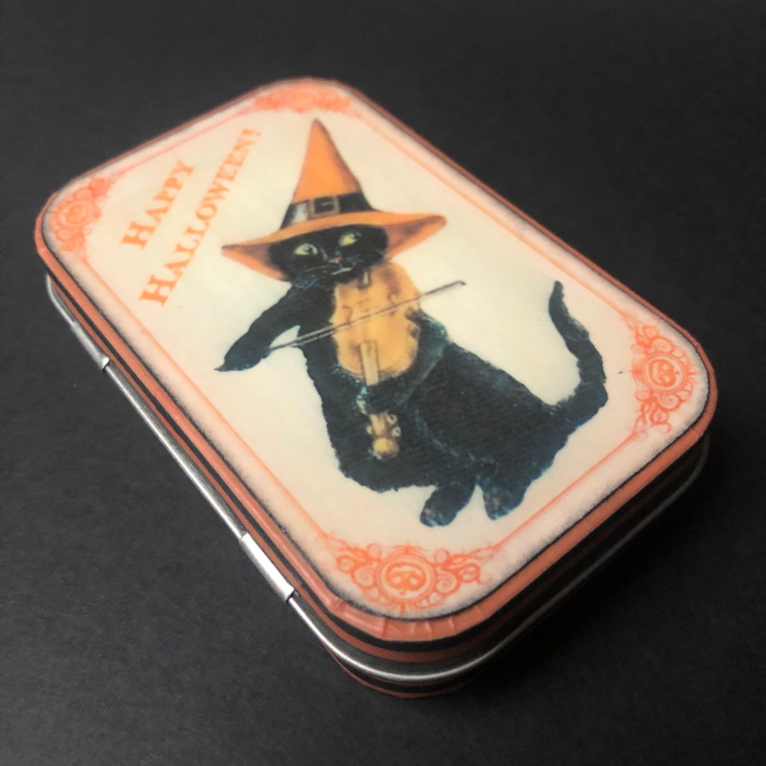 Vintage Halloween Black Cat #7 Altered Tin - Etsy
