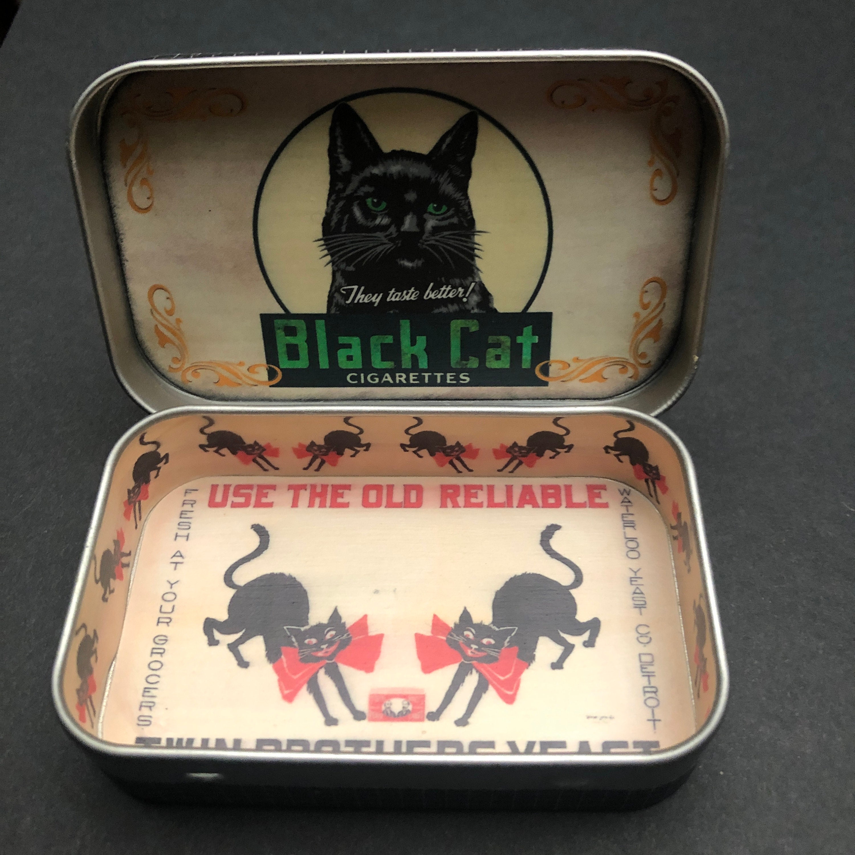 Vintage Black Cat Advertisement Altered Tin #2 - Etsy