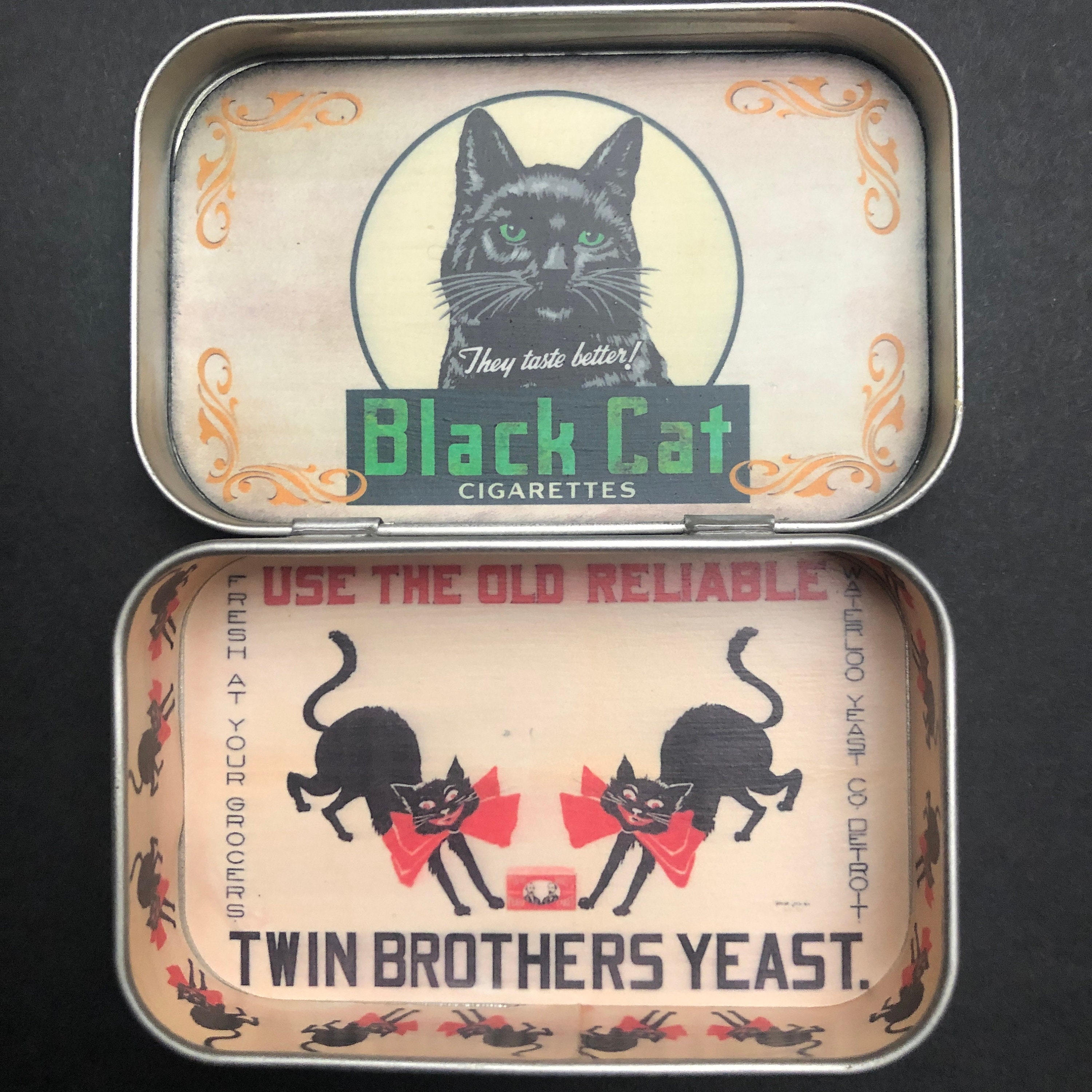 Vintage Black Cat Advertisement Altered Tin #2 - Etsy