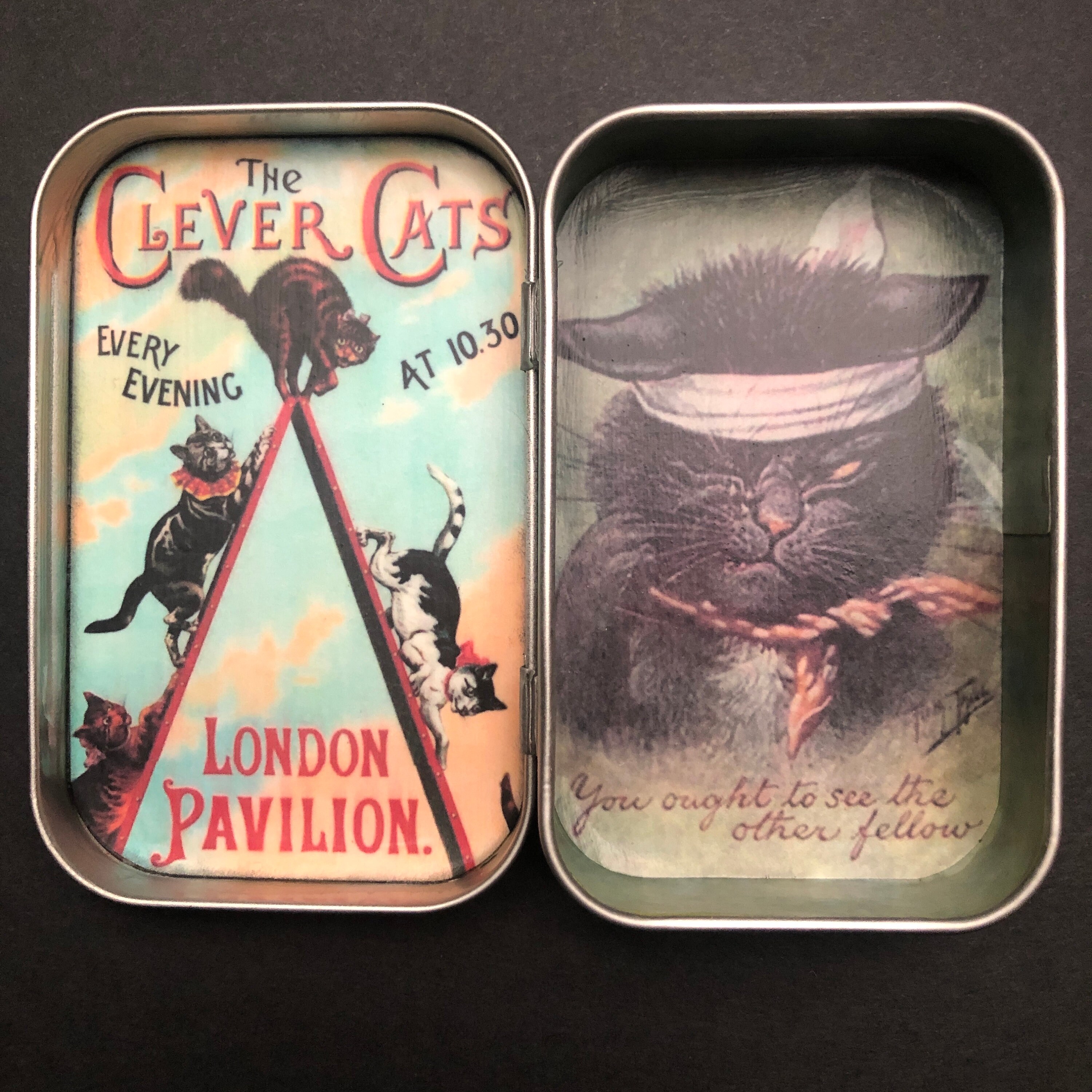 Vintage Black Cat Advertisement Altered Tin 1 - Etsy