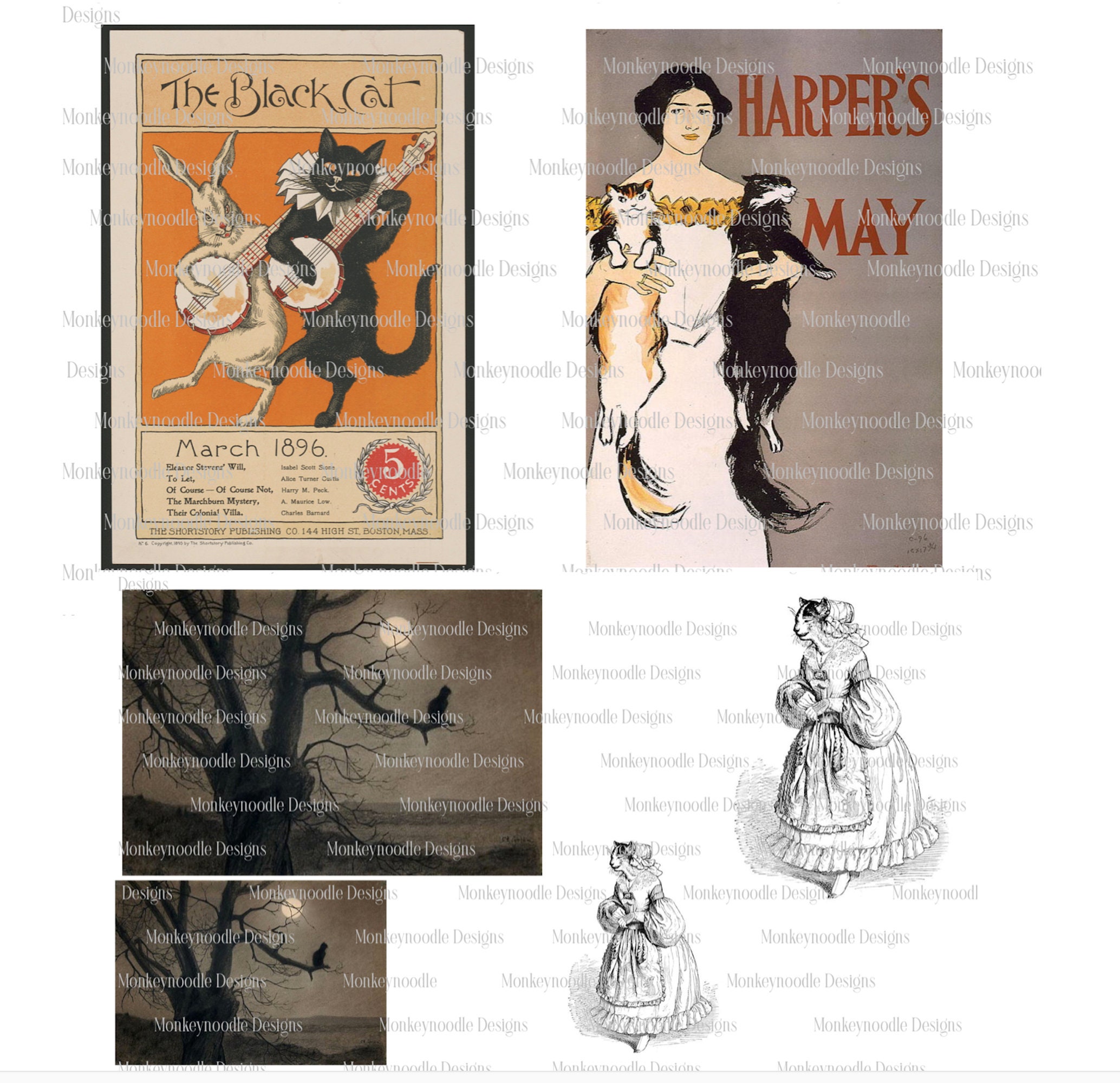 306 Vintage Cat Images Instant Download Printable | Etsy