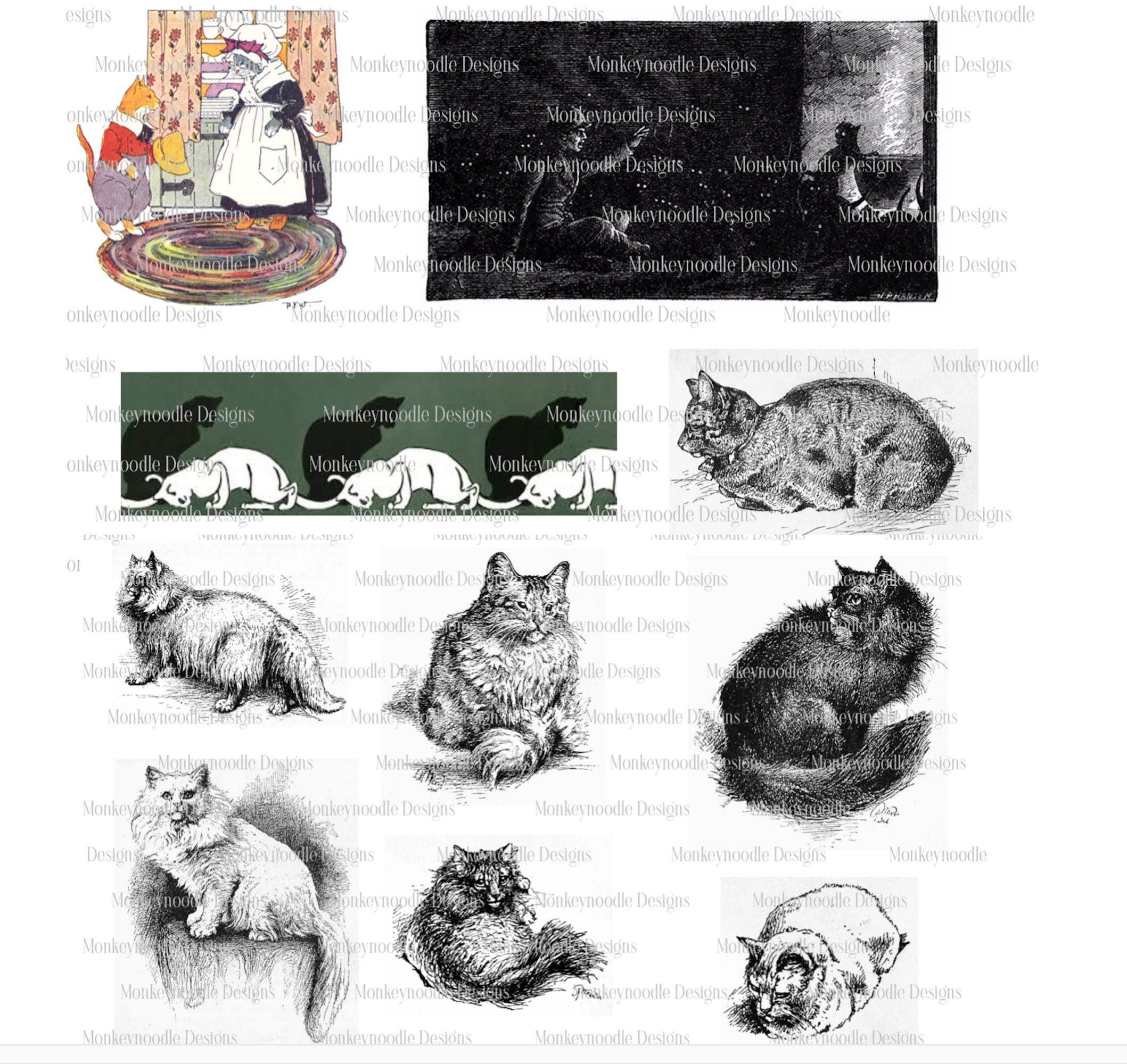 306 Vintage Cat Images Instant Download Printable | Etsy