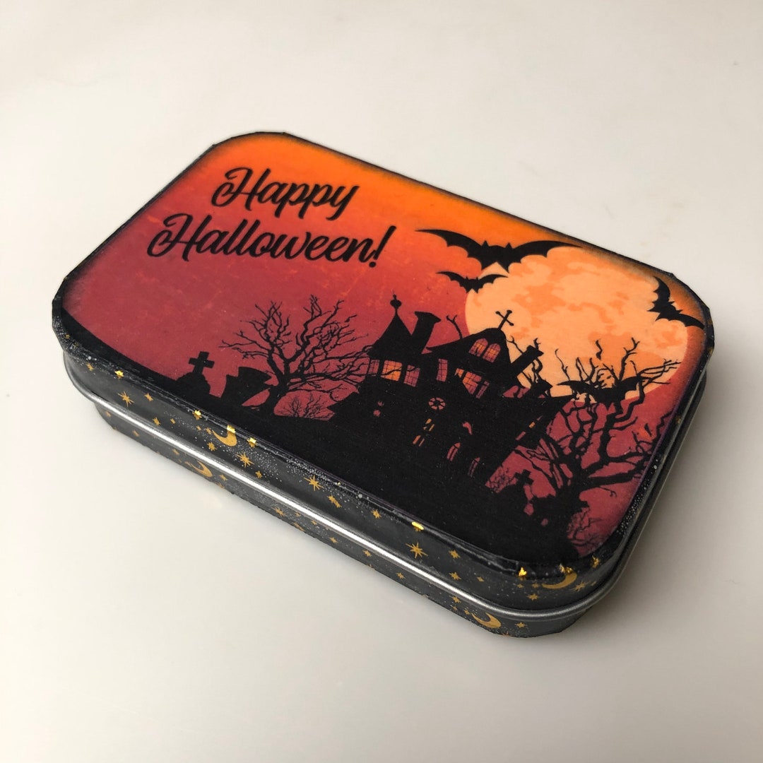 Halloween Haunted House Altered Tin - Etsy
