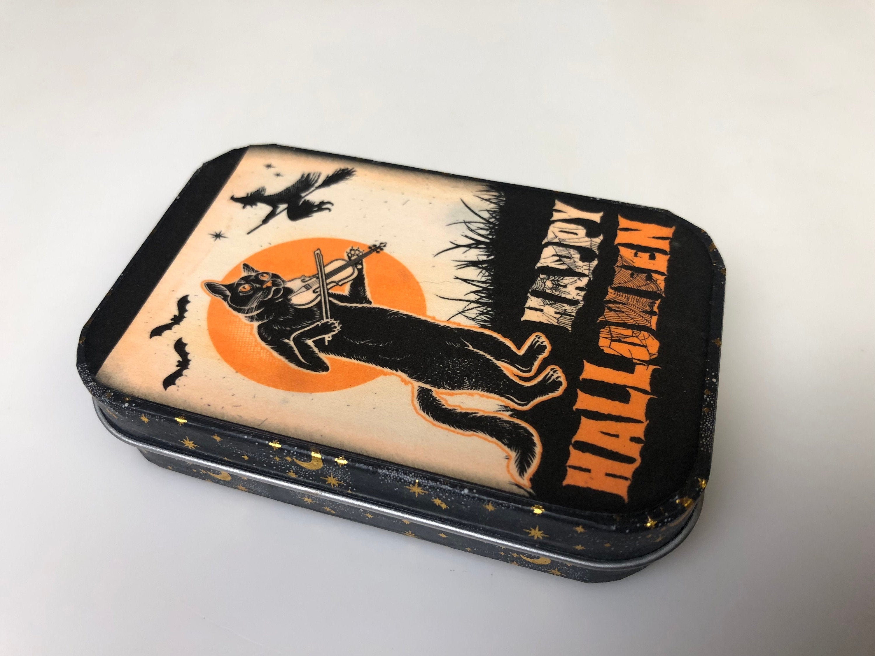 Vintage Halloween Black Cat #1 Altered Tin - Etsy