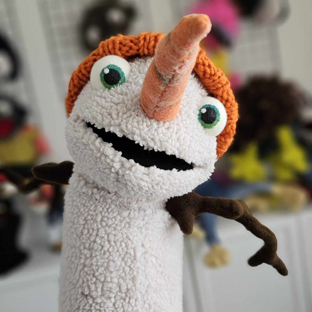 Snowman Hand Puppet - Handmade Christmas Toy, Winter Holiday Decor ...