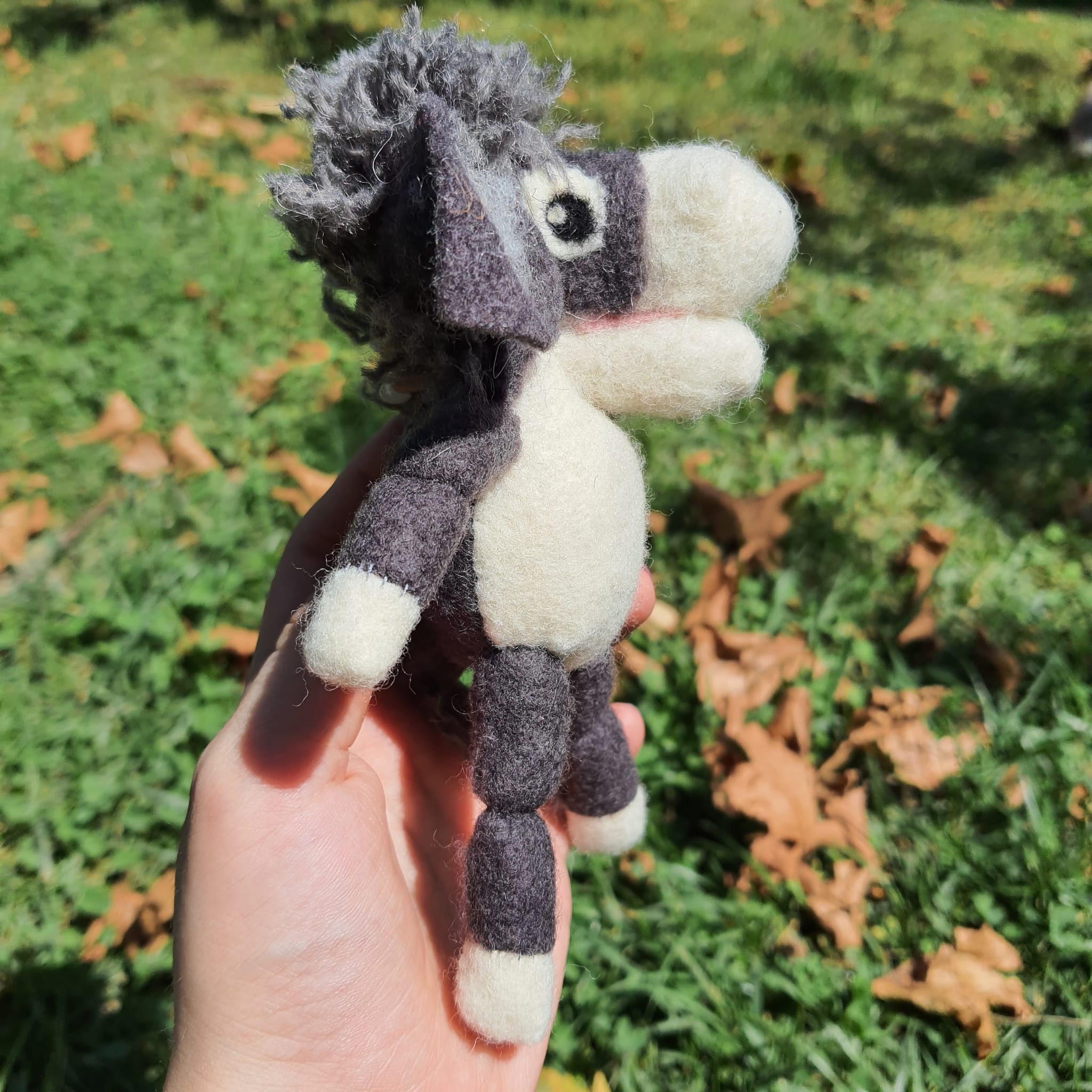 Dark Gray Donkey Puppet Moving It's Mouth - Tiny Needle Felted Puppet ...