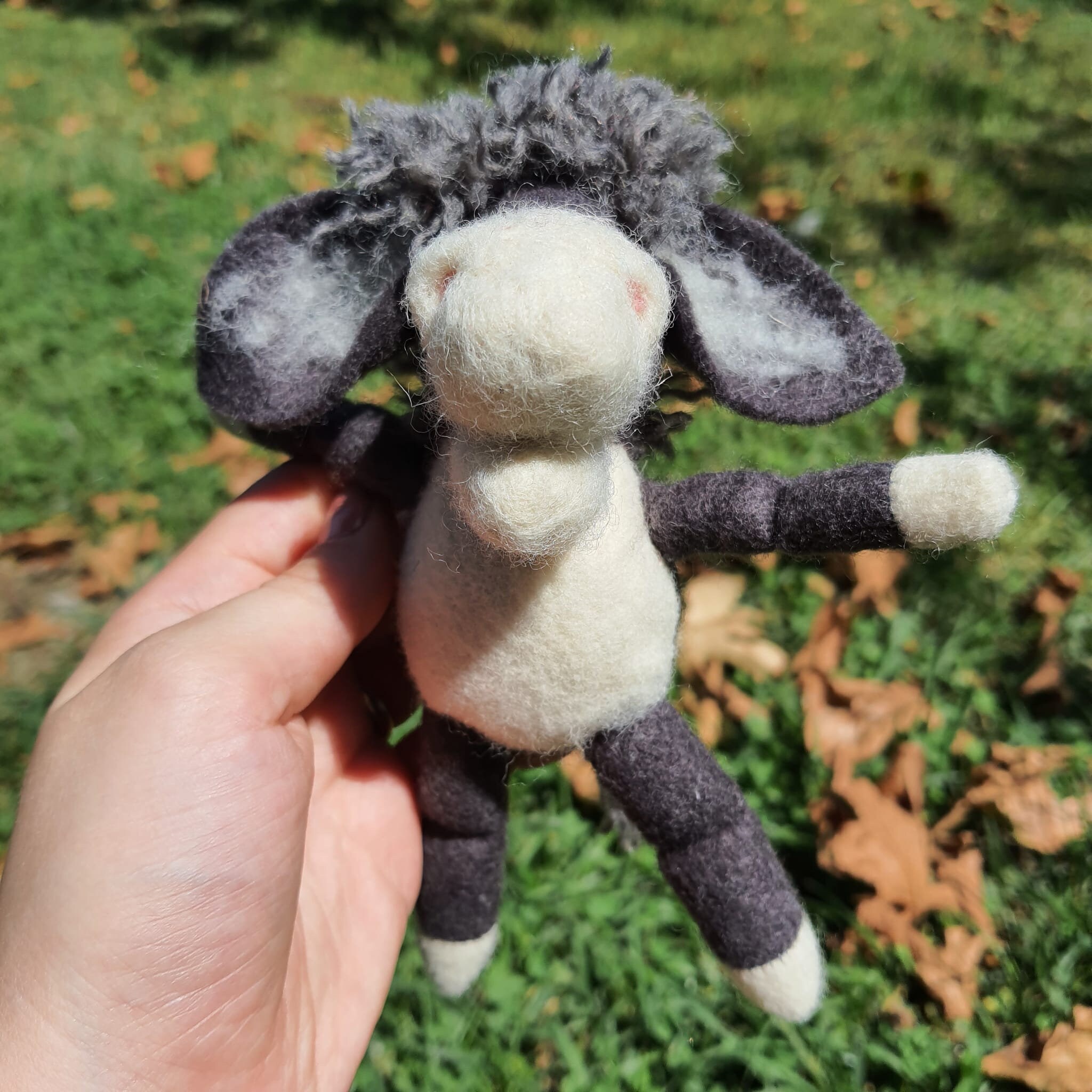 Dark Gray Donkey Puppet Moving It's Mouth - Tiny Needle Felted Puppet ...