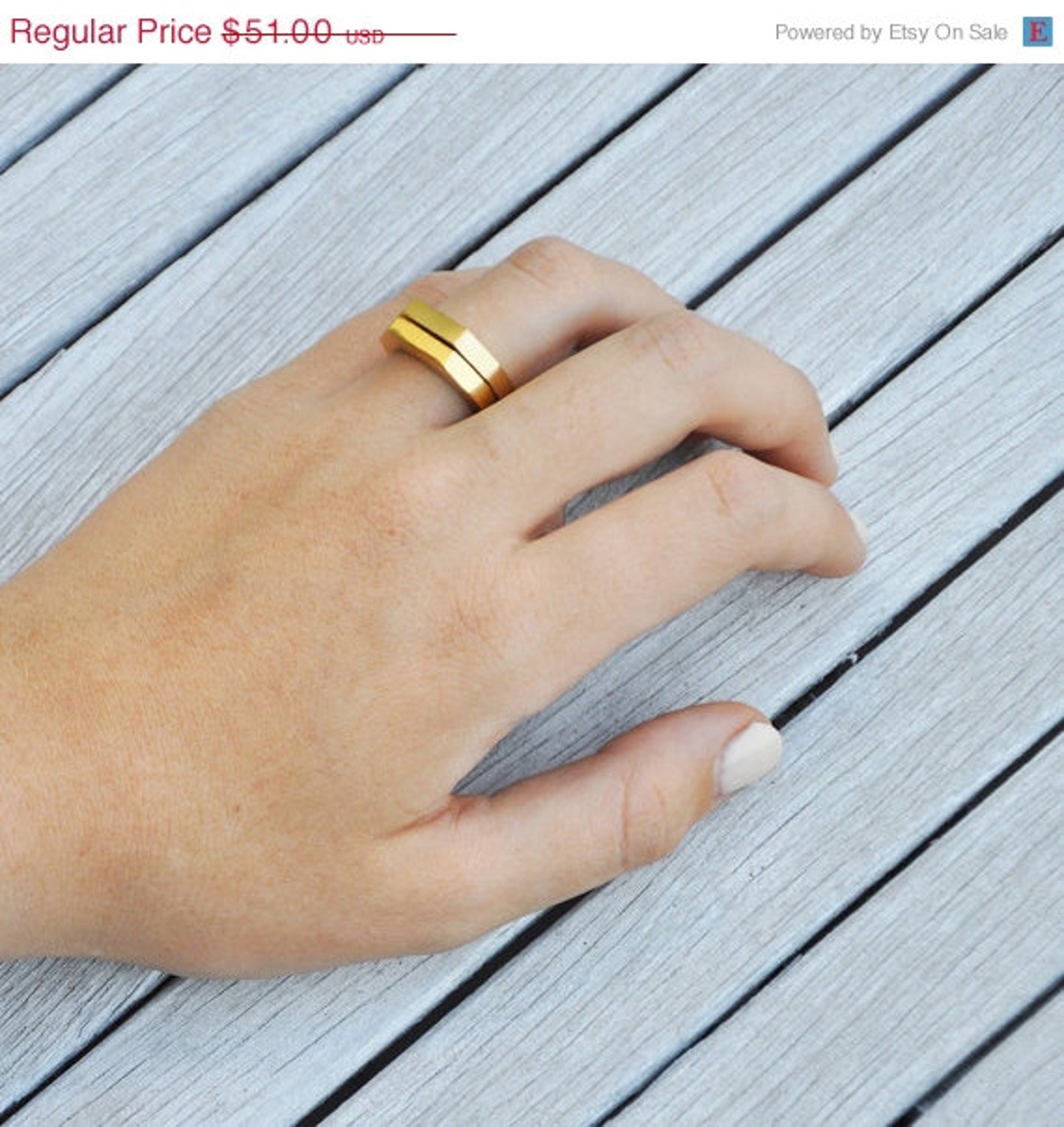 24K Gold Ring, Stacking Ring Set, Modern Women Jewelry, Stack Rings ...