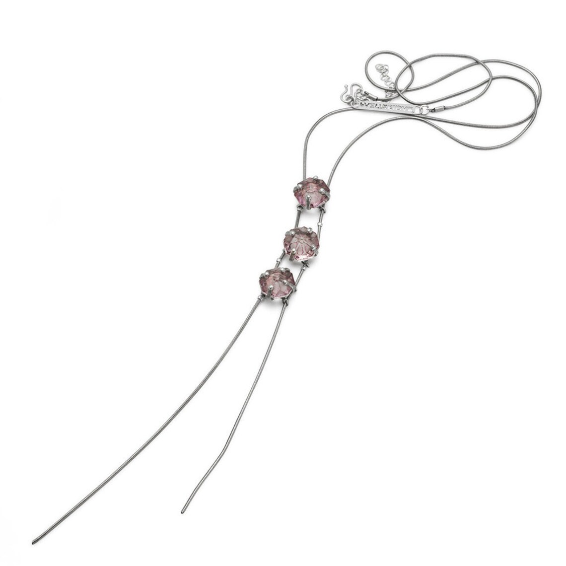 Gold Lariat Necklace, Gemstone Necklace, Crystal Stone Bridesmaid ...