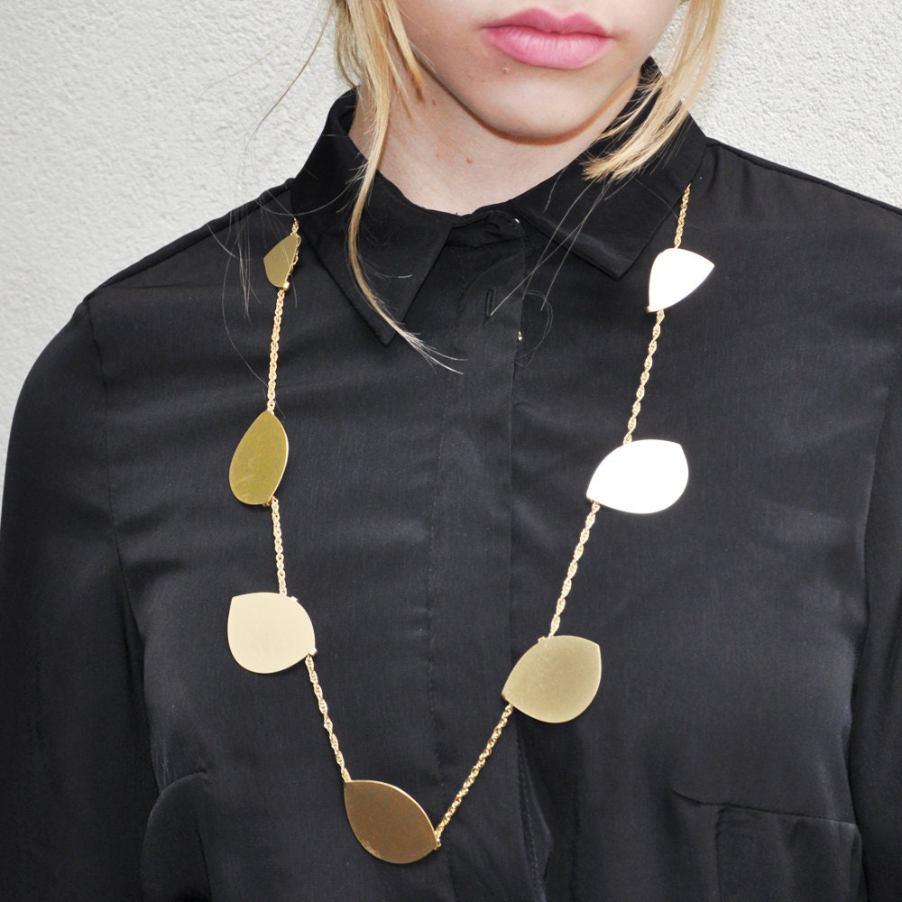 Gold Statement Necklace, Long Necklace, Contemporary Jewelry, Gift for ...