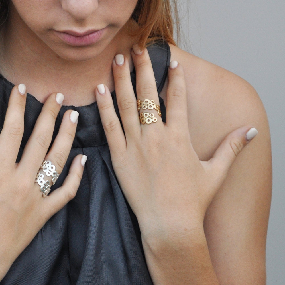 Gold Circles Ring, Bubbles Ring, Infinity Ring, Wrap Around Ring ...