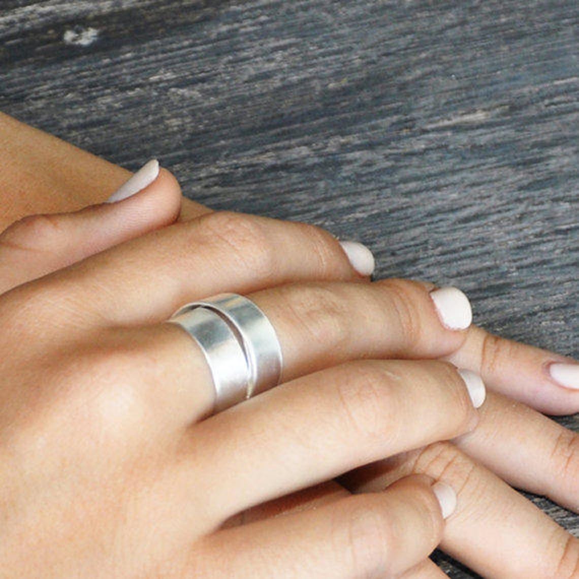 Silver Wrap Ring Wide Band Ring Wrap Around Ring Wrapped - Etsy