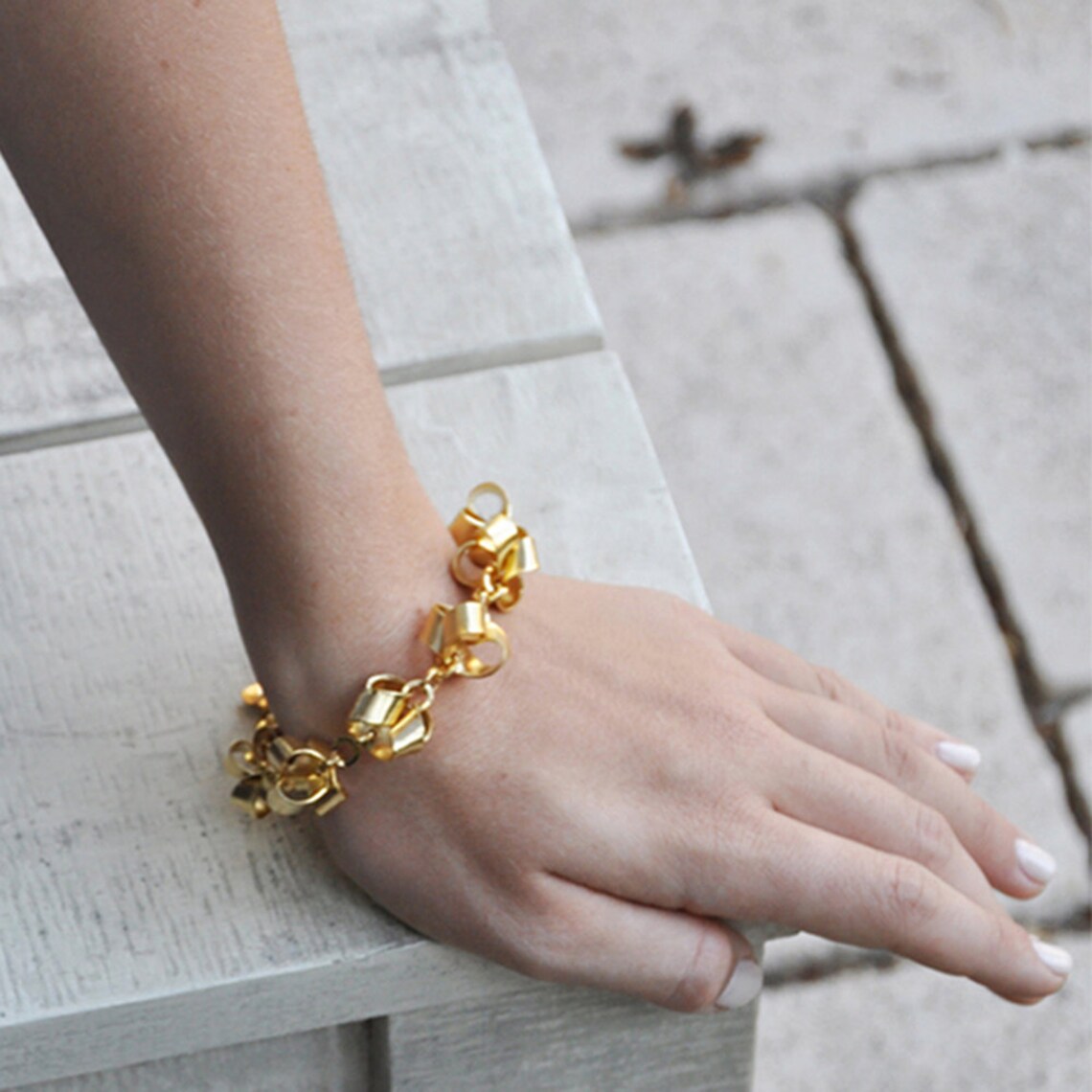 Chain Link Bracelet, Statement Link Bracelet, Gold Bohemian Bracelet ...