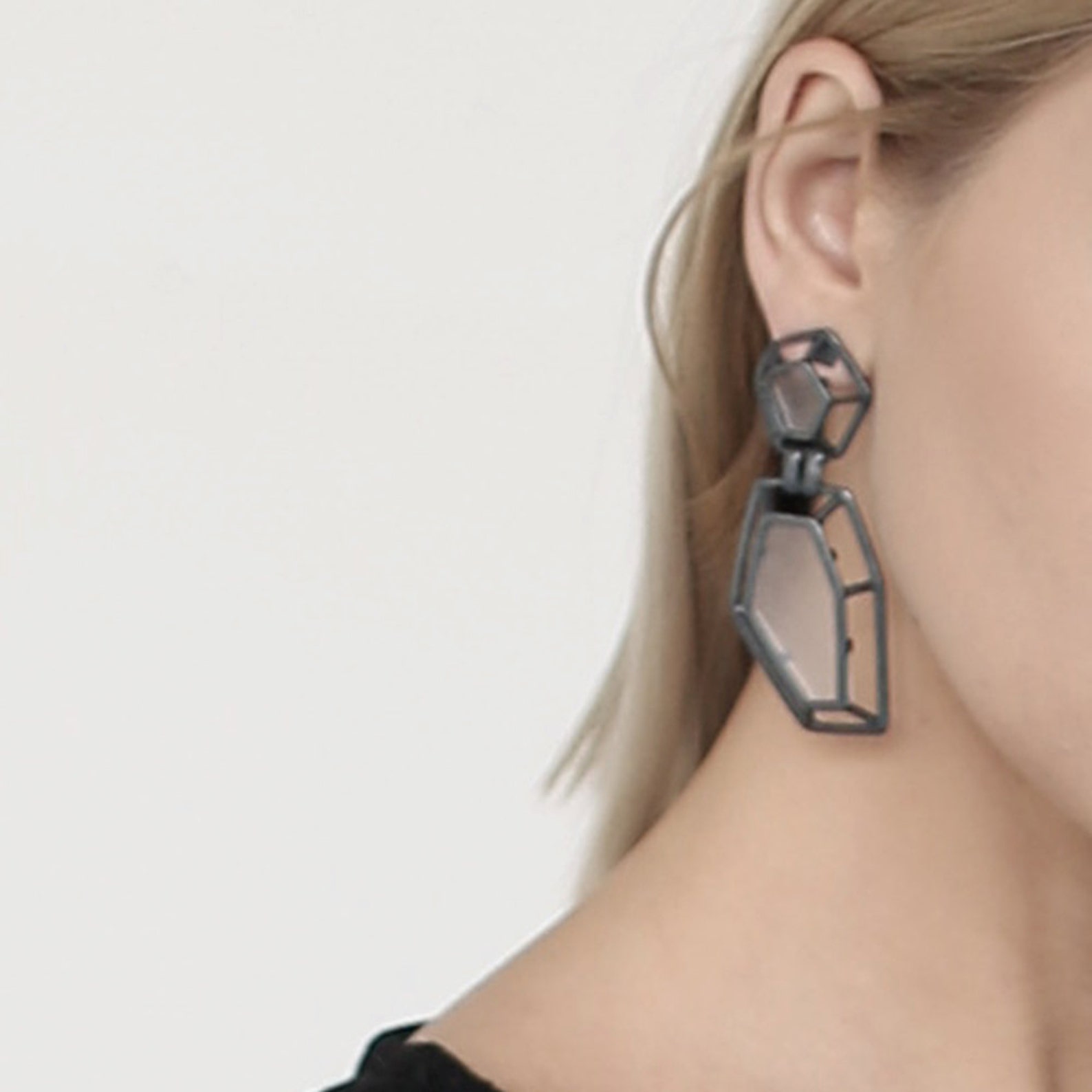 Large Statement Earrings, 3d Printed Earrings, Geometric Oxidized ...