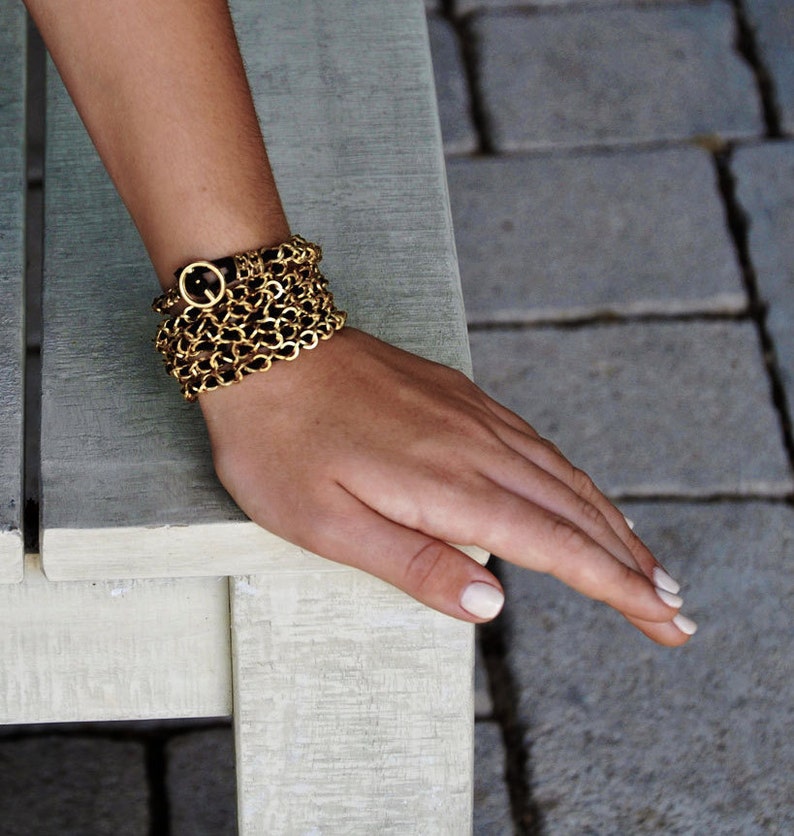 Brown and Gold Wrap Bracelets & Necklaces, Long Gold Chain Necklace ...