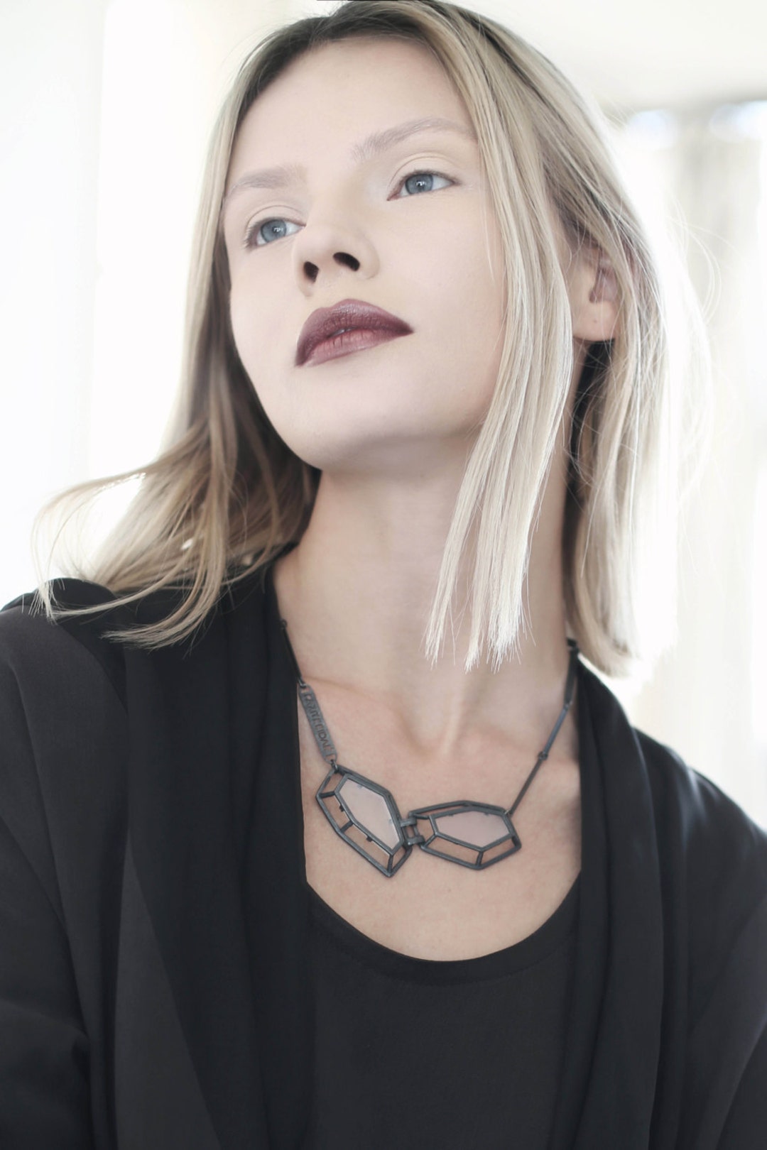 Geometric Statement Necklace, Polygon Jewelry, Bold Unusual Bib ...