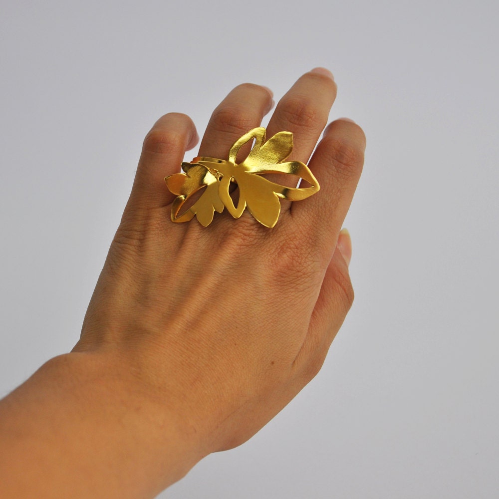 Sculptural Statement Ring, Large Gold Ring, Statement Jewel, Handmade ...