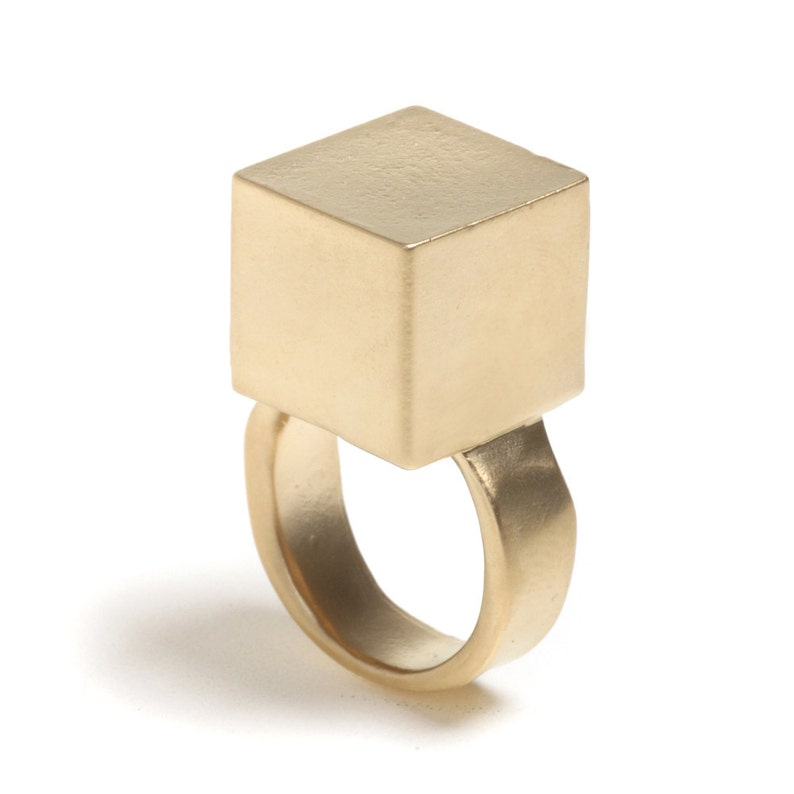 Large Gold Ring, Women Jewelry, Cube Ring, Gift for Her, - Cube. - Etsy