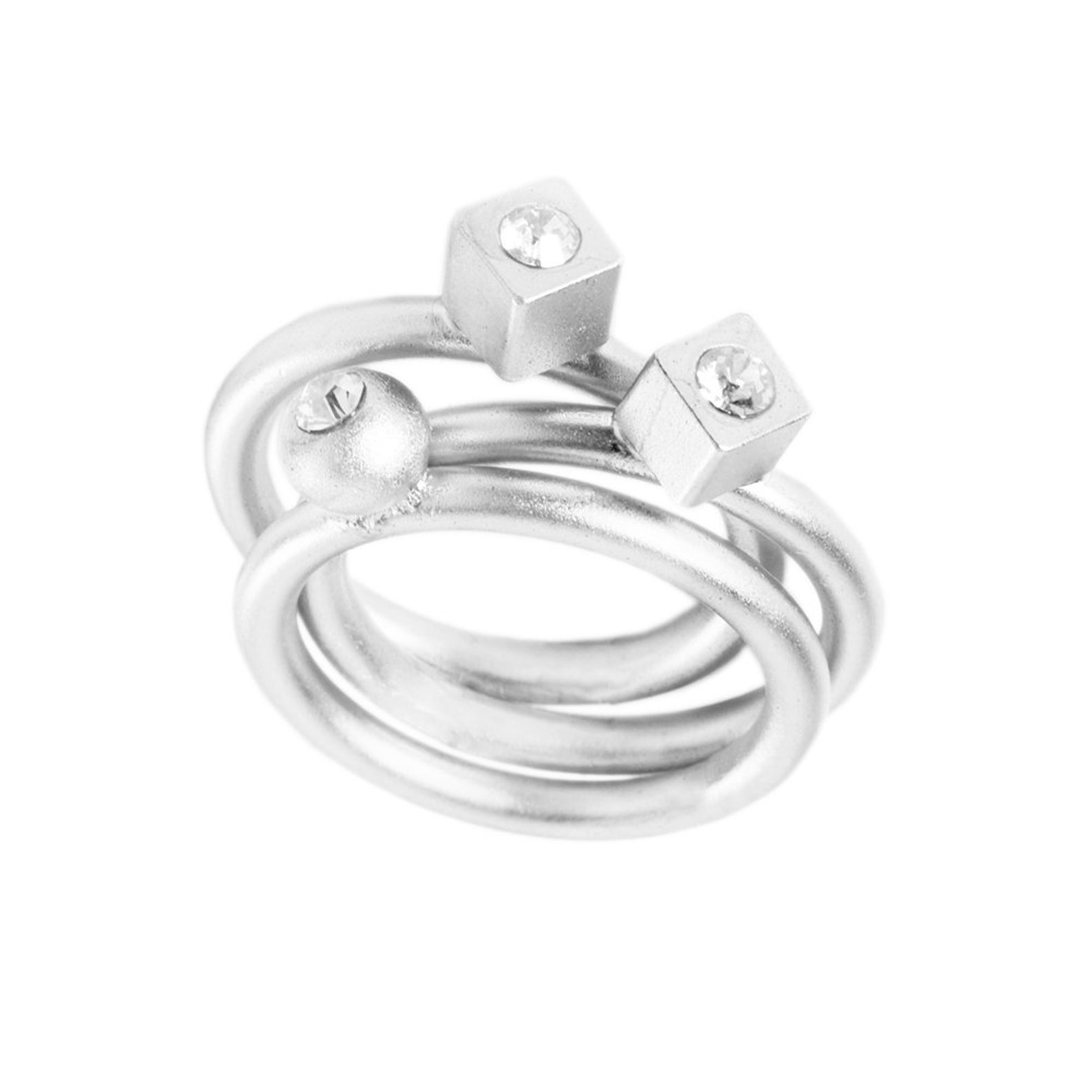 Triple Gold Plated Stacking Rings With Swarovski Crystals. - Etsy