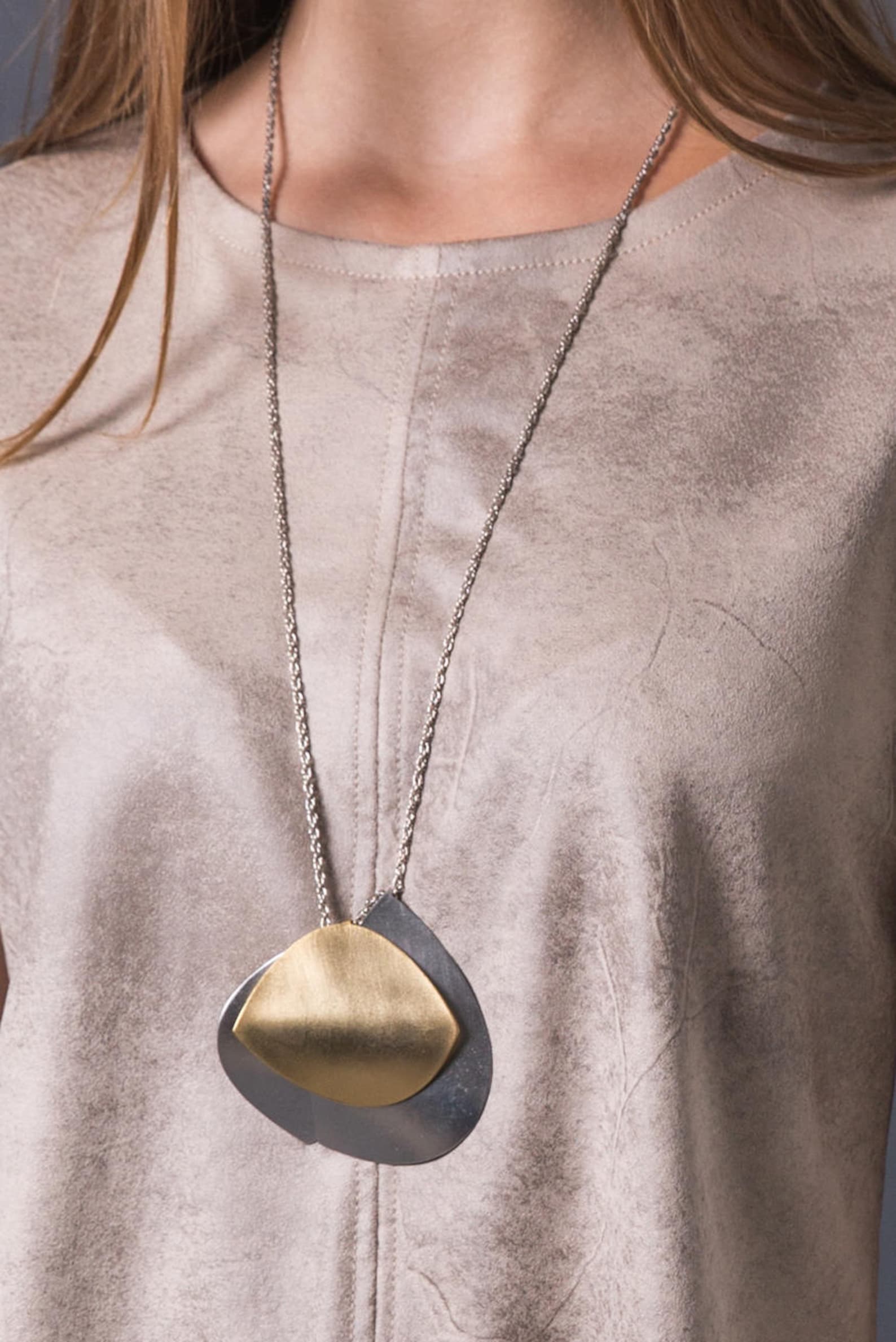 Contemporary Necklace, Big Pendant Necklace, Silver and Gold Necklace ...